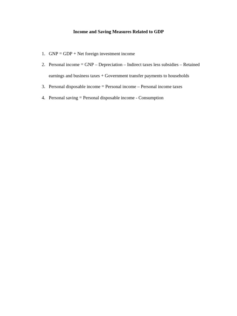 Income and Saving Measures Related to GDP (2) | PDF