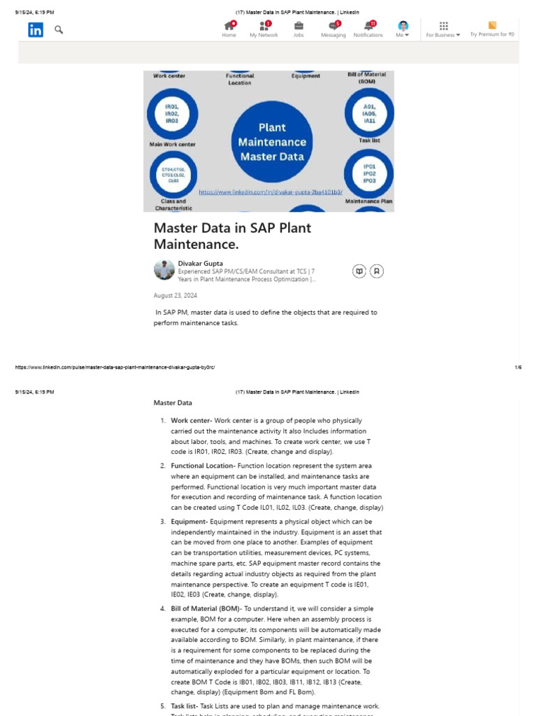Master Data in SAP Plant Maintenance. - LinkedIn | PDF | Computing ...