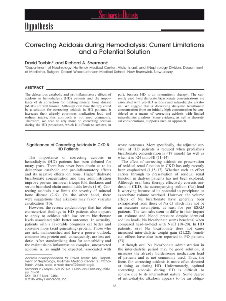 Tovbin Et Al-2016-Seminars in Dialysis | PDF | Chronic Kidney Disease ...