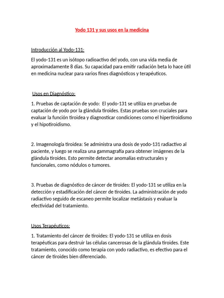 Yodo 131 | PDF | Sistema endocrino | Causas de la muerte