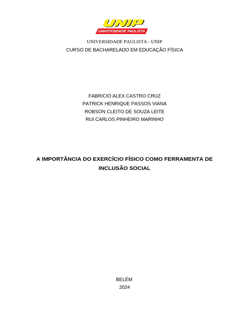 TCC Completo Unip Ed-Fisica | PDF | Sociologia | Empatia