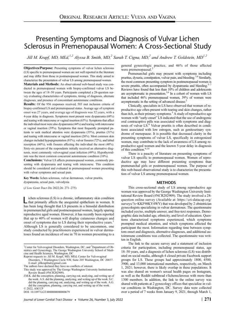 Presenting Symptoms and Diagnosis of Vulvar Lichen.12 | PDF | Menopause | Clinical Medicine