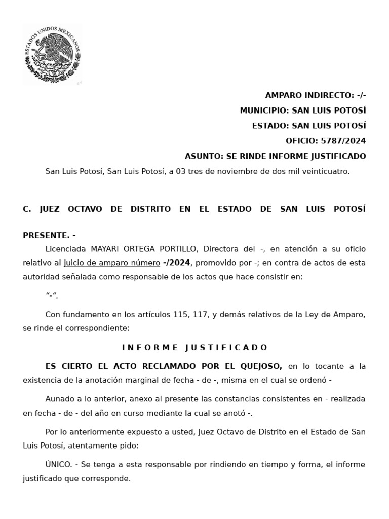 Informe Justificado | PDF | Ciencias sociales | Derecho