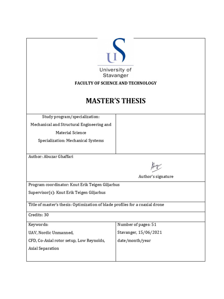 Title Of Masters Thesis Optimization Of Blade Profiles For A Coaxial Drone Pdf Boundary 