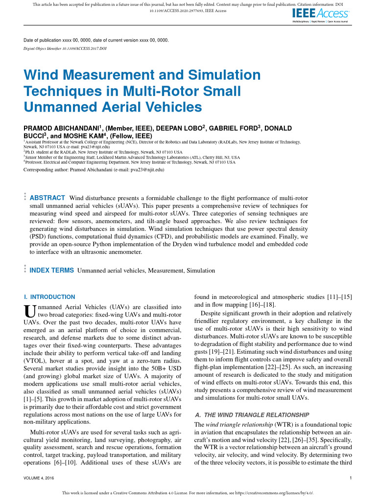 Wind Measurement in Multi-Rotor UAVs | PDF | Wind Speed | Airspeed