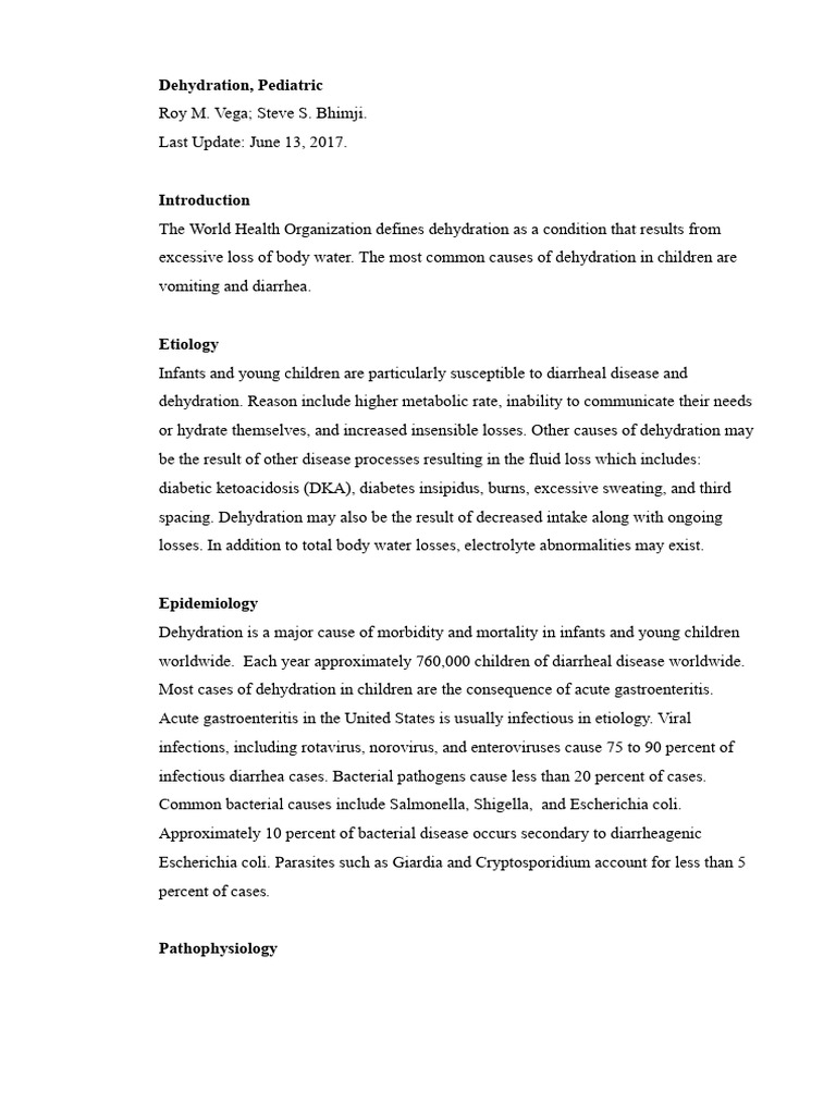 Pediatric Dehydration: Causes & Treatment | PDF | Dehydration | Medicine
