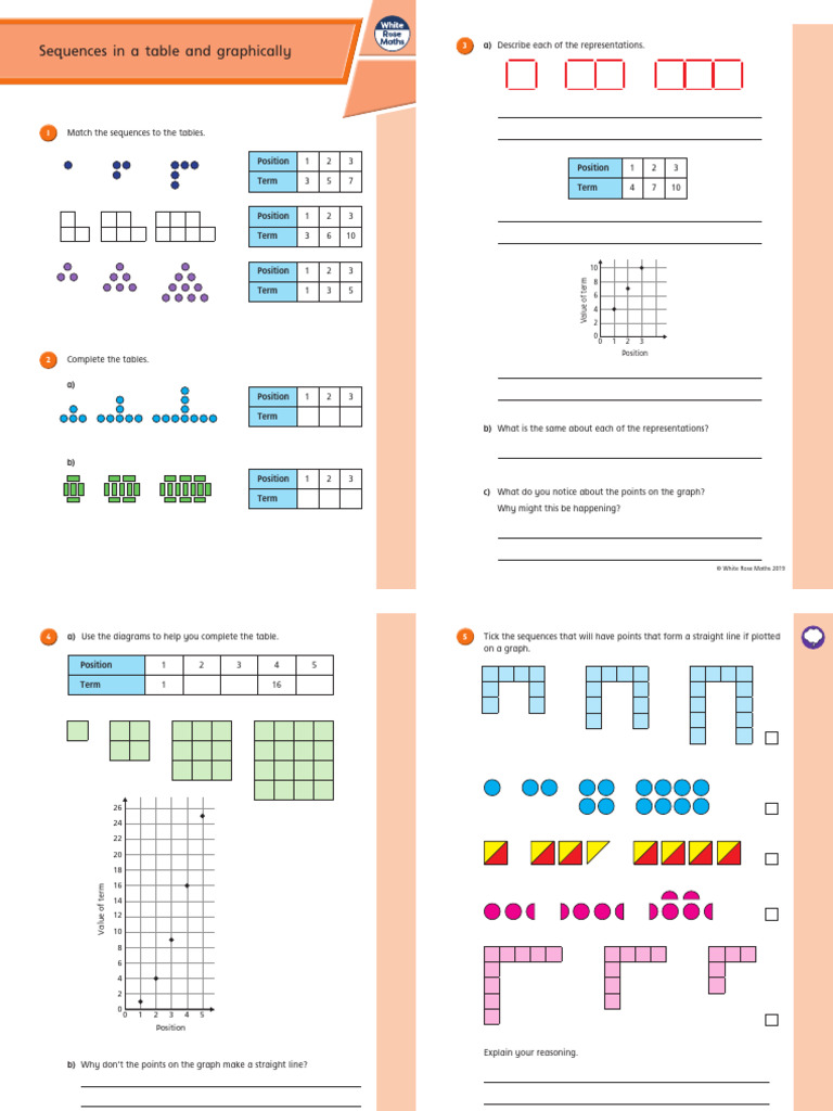 Y7 Autumn Block 1 WO3 Sequences in A Table and Graphically 2019 | PDF | Combinatorics | Graph Theory