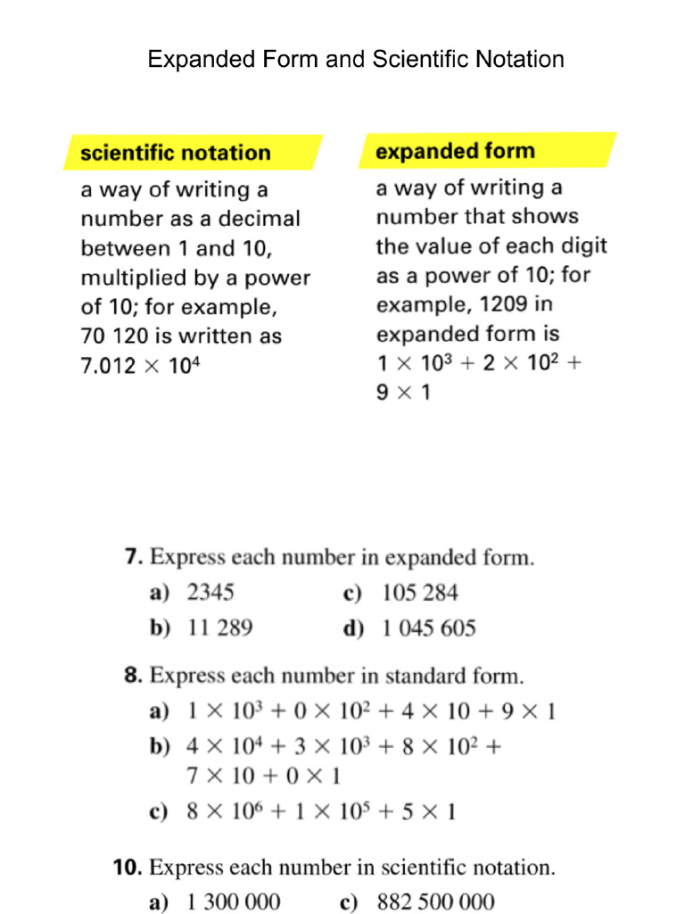Expanded Form and Scientific Notation | PDF