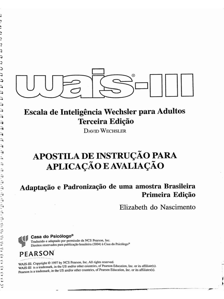 Apostila de Instrução para Aplicação e Correção WAIS III | PDF