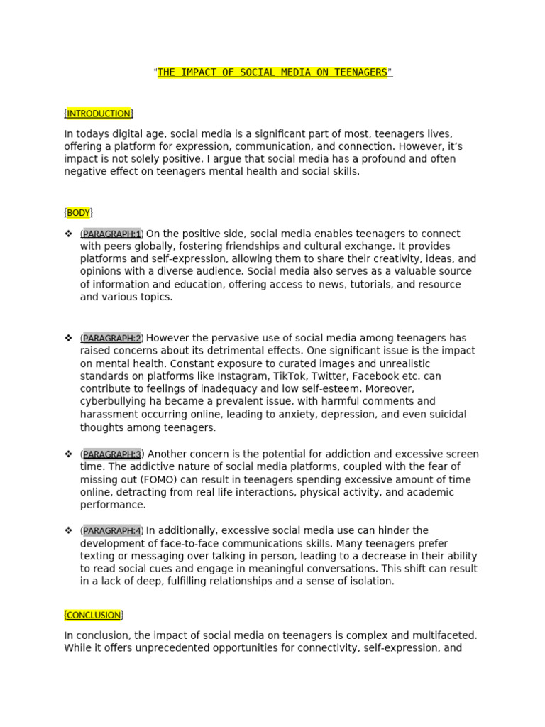 Teens & Social Media Effects | PDF | Social Media | Popular Culture ...