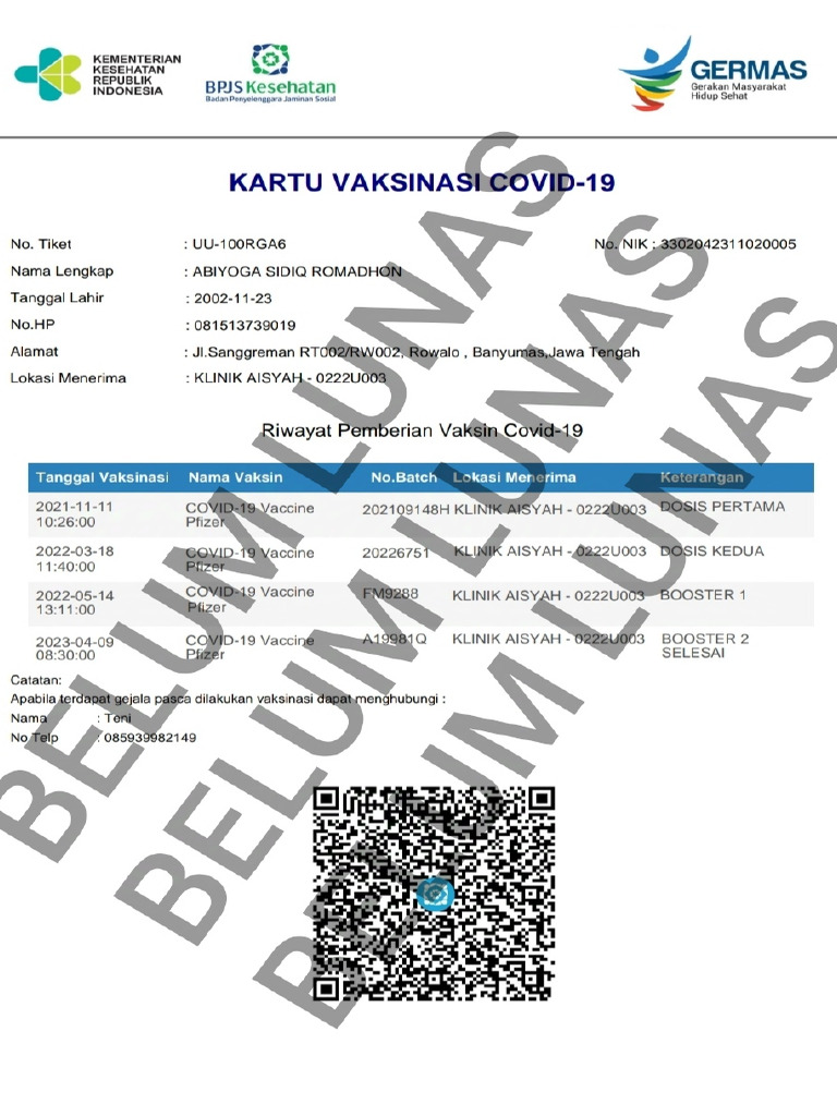 Surat Keterangan Vaksin Contoh Harum Pdf