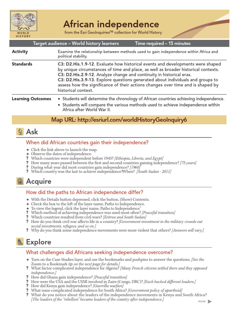 6 Africanindependence Worldhistory Geoinquiry | PDF | Democratic ...
