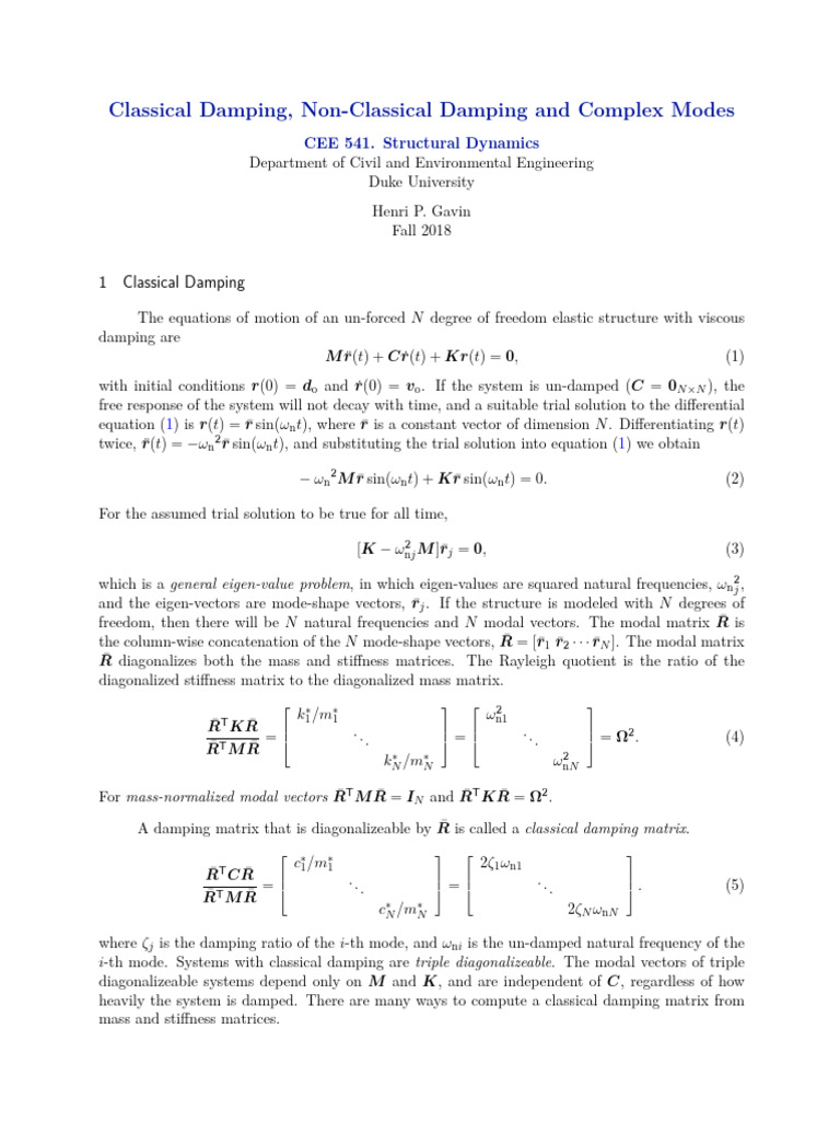 Complexmodes Pdf Eigenvalues And Eigenvectors Matrix Mathematics 4602