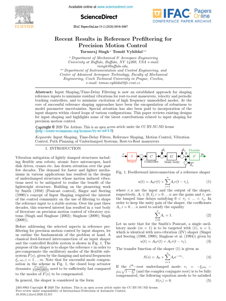 Singh2020-Review of Input Shaping | PDF | Applied Mathematics | Mechanics