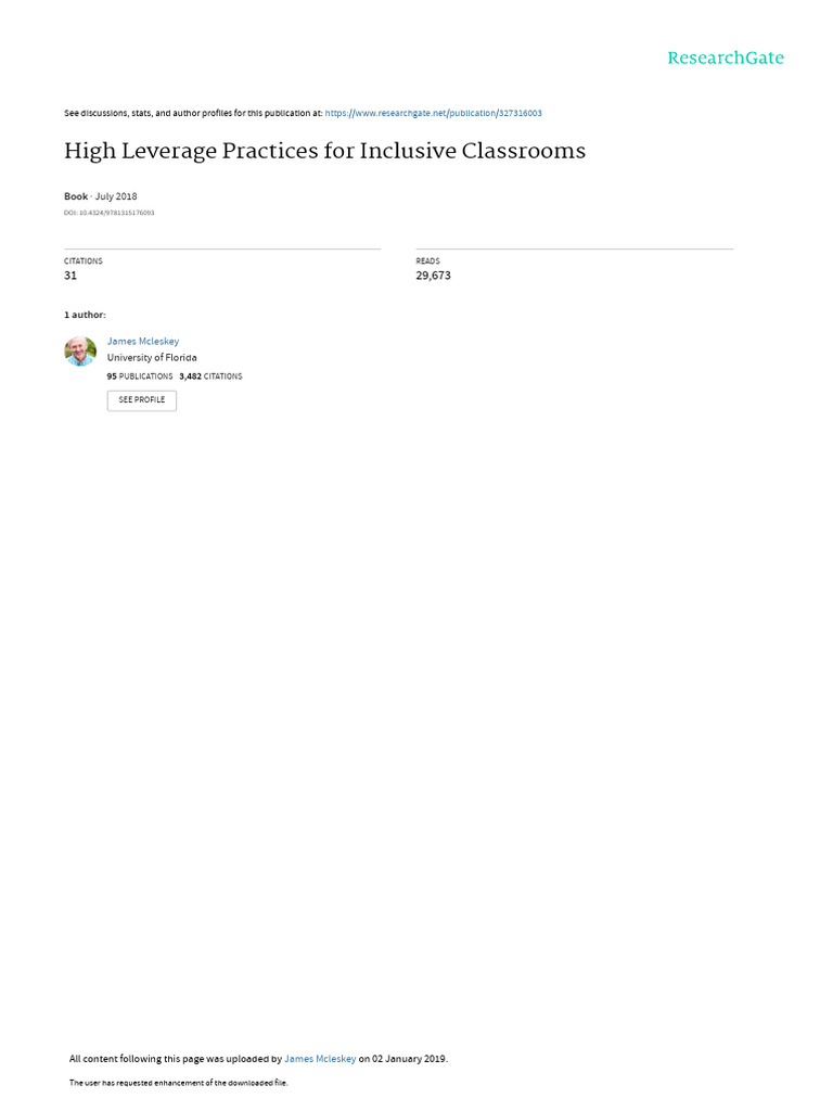 High Leverage Practices For Inclusive Classrooms | PDF | Educational ...
