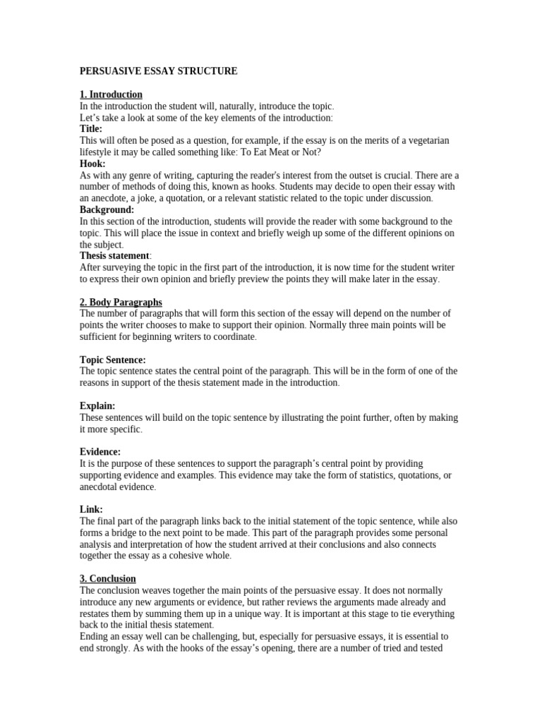 Persuasive Essay Structure Teams | PDF | Essays | Human Communication