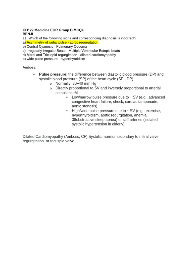 Medicine Group Study Answered | PDF | Heart | Pulse