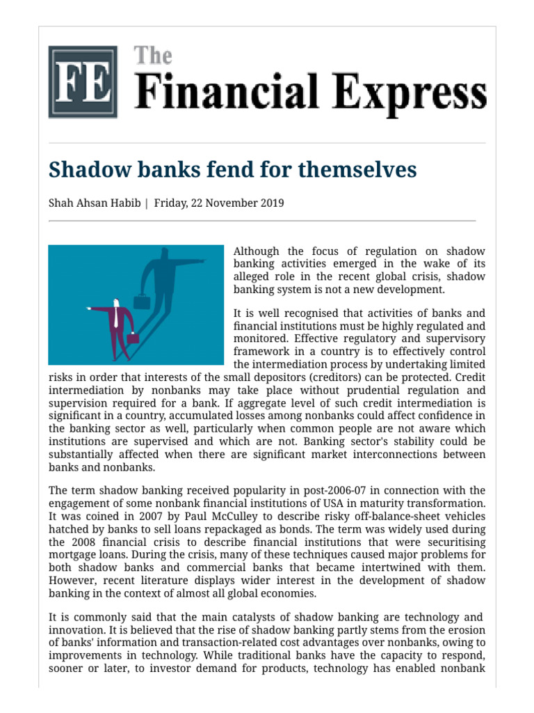 Shadow Banks Fend For Themselves | PDF | Shadow Banking System | Banks