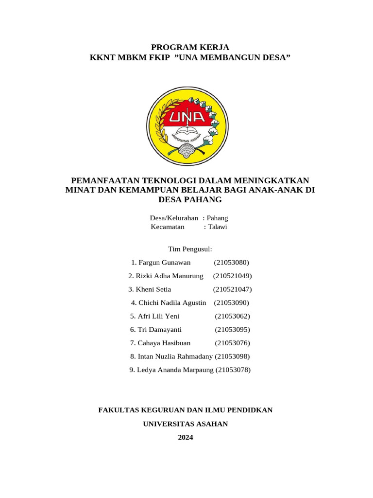 PROGRAM KERJA Desa Pahang Pertama | PDF