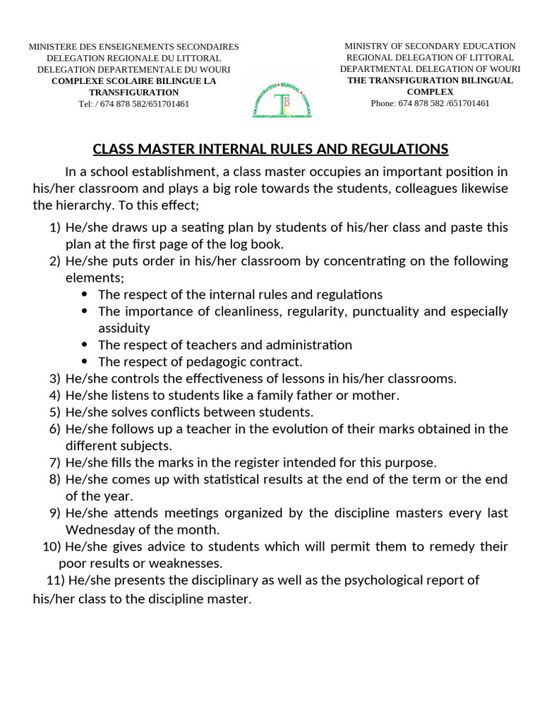 Class Master Rules | PDF | Career & Growth
