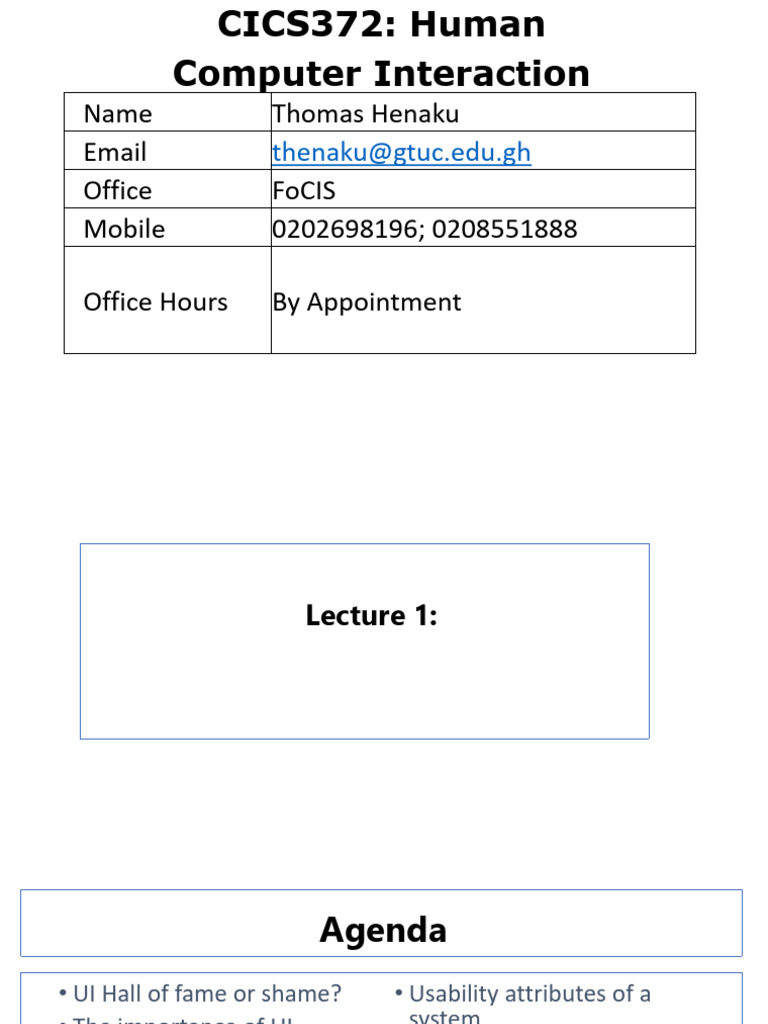 CICS - IT372 Human Computer Interaction - Lesson1 Usability | PDF | Art | Computers
