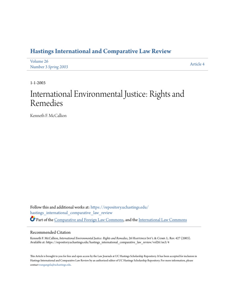 Int'l Environmental Justice | PDF | Jurisdiction | International Law