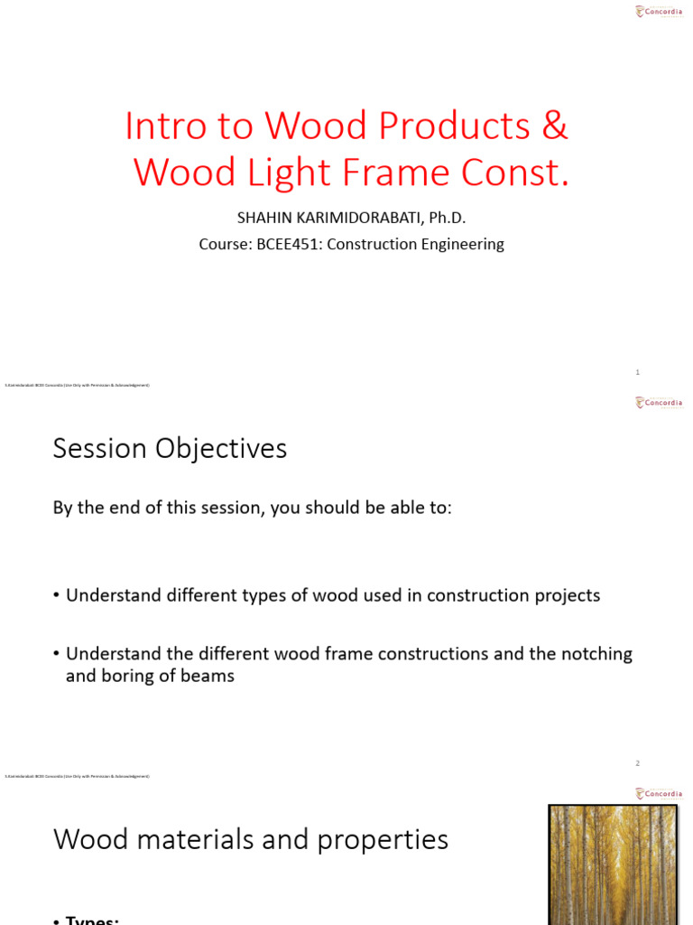 BCEE 451 8. Wood Construction - Student Version | PDF | Lumber | Wood