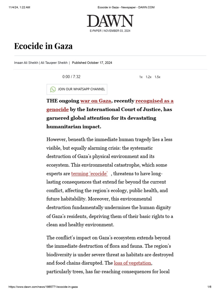 Ecocide in Gaza - Newspaper | PDF | Water Pollution | Water