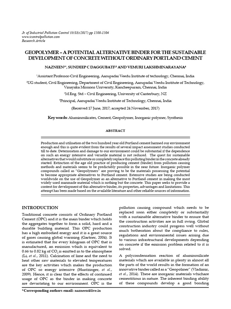 geopolymer-a-potential-alternative-binder-for-the ...