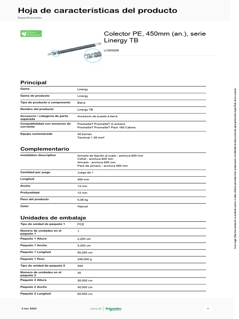 Colector PE Linergy TB 450mm Especificaciones | PDF | Materiales ...