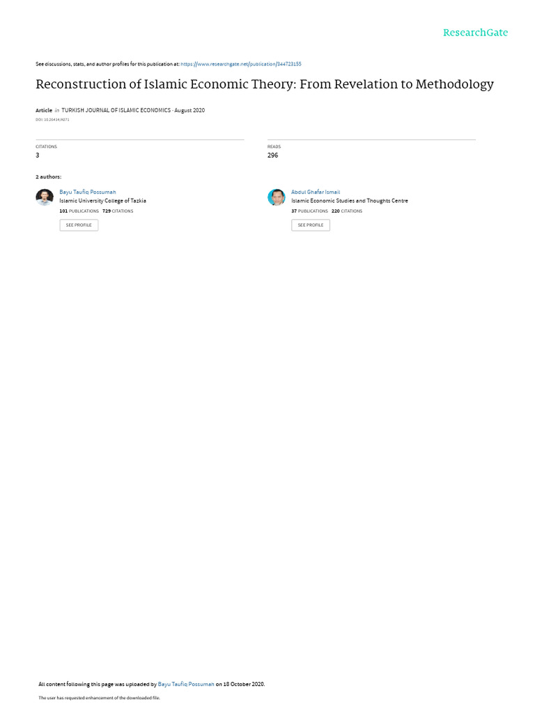 Vahiyden Metodolojiye İslam Ekonomi Teorisinin Yeniden İnşası - Bayu Taufiq Possumah - Abdul ...