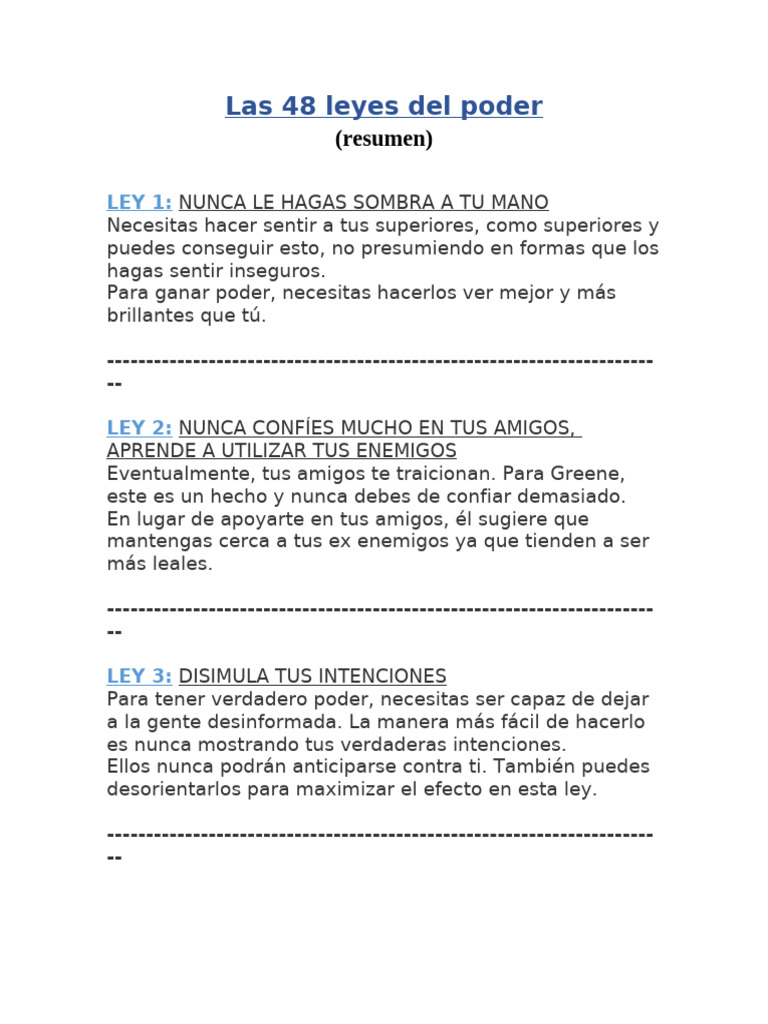 Las 48 Leyes Del Poder | PDF