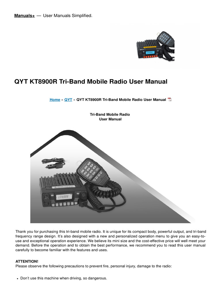 Kt8900r Tri Band Mobile Radio Manual | PDF | Telecommunications ...