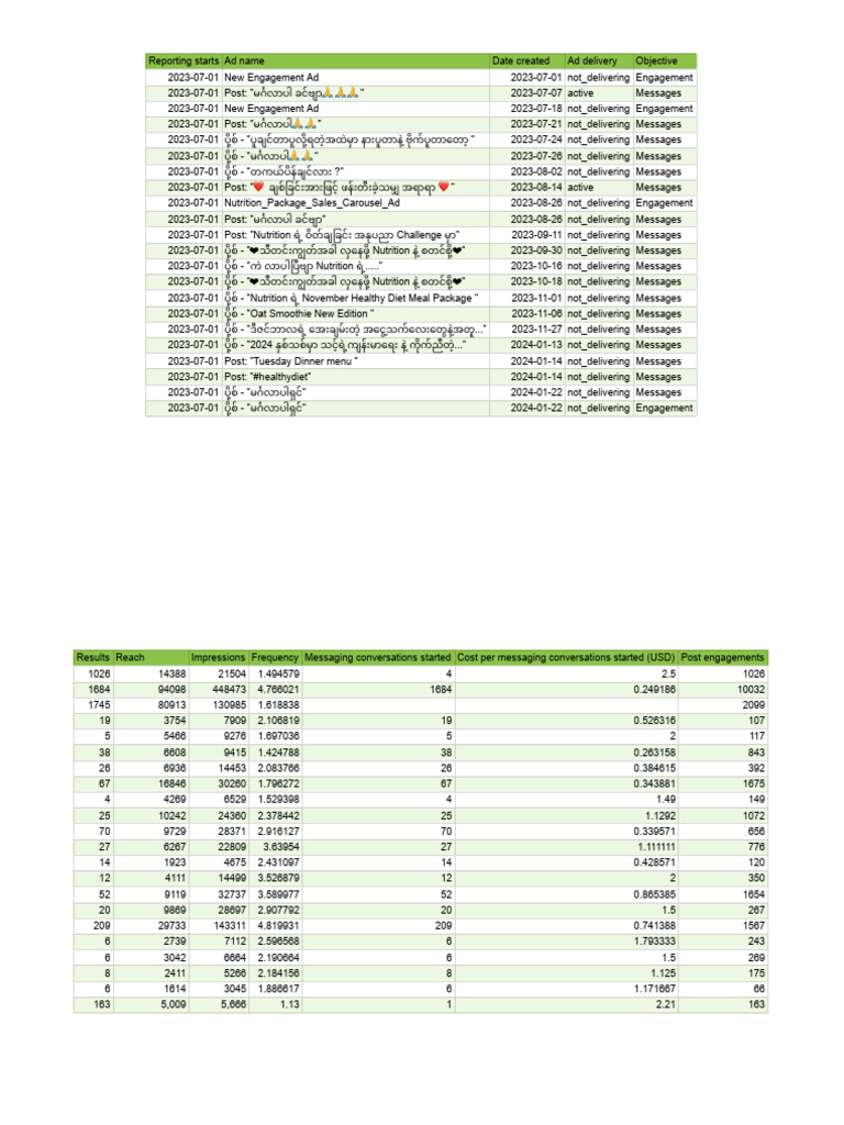 Nutrition Campaign Data - Google Sheets | PDF Nutrition Campaign Data - Google Sheets | PDF