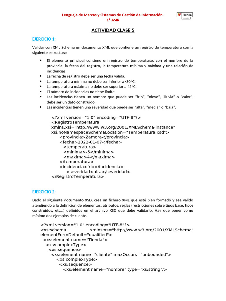 Actividad Clase 5: Ejercicio 1 | PDF | Xml | Informática