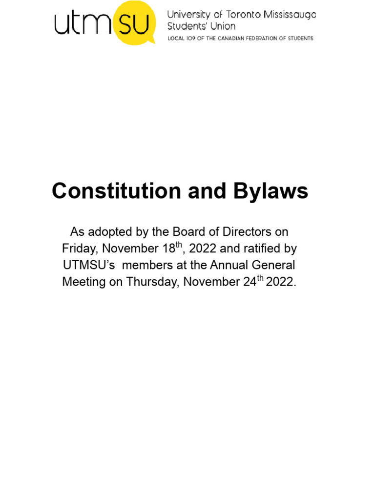 UTMSU Constitution and Bylaws 2022 | PDF | Board Of Directors | Proxy ...