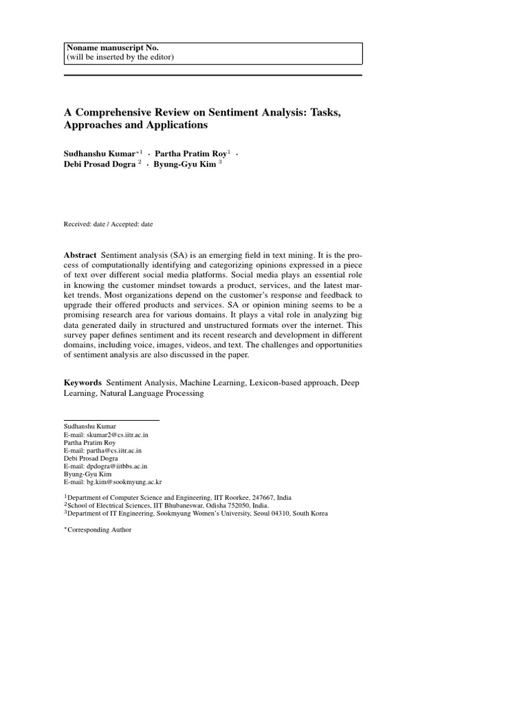 A Comprehensive Review on Sentiment Analysis | PDF | Machine Learning | Cognitive Science