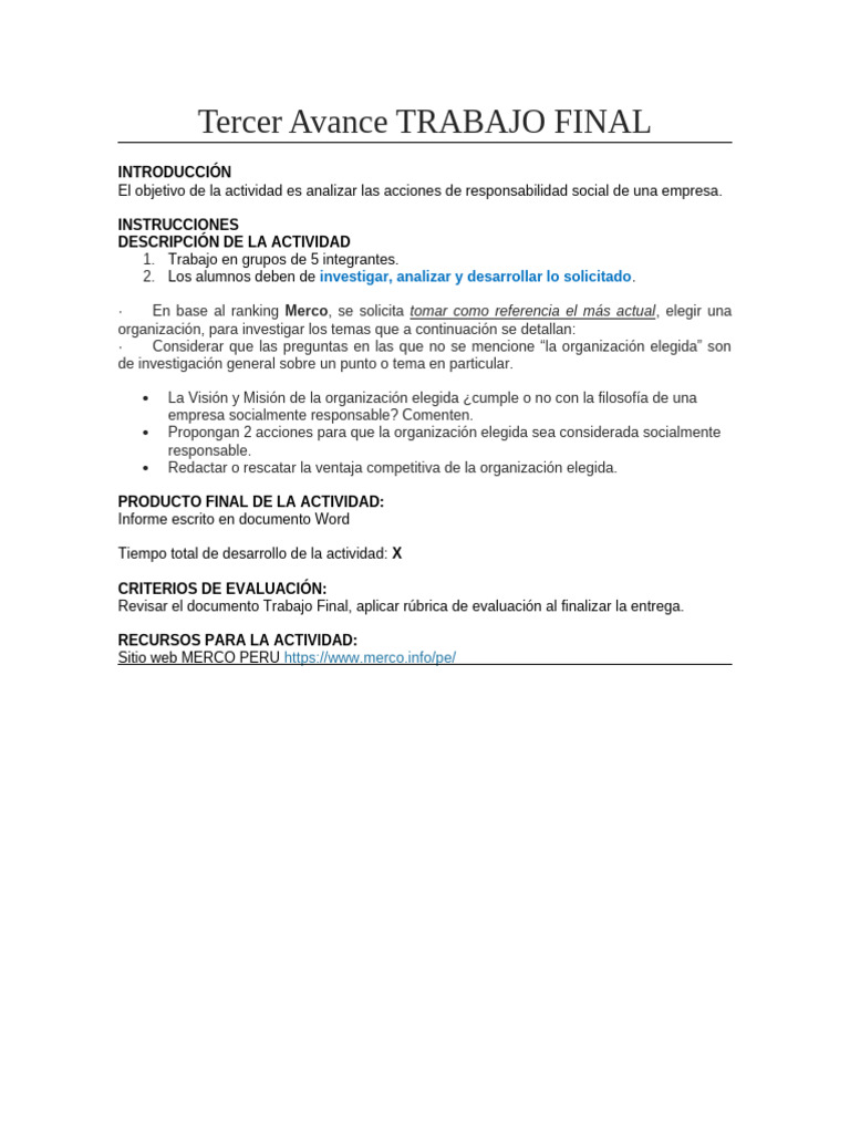 3er Avance Trabajo Final | PDF