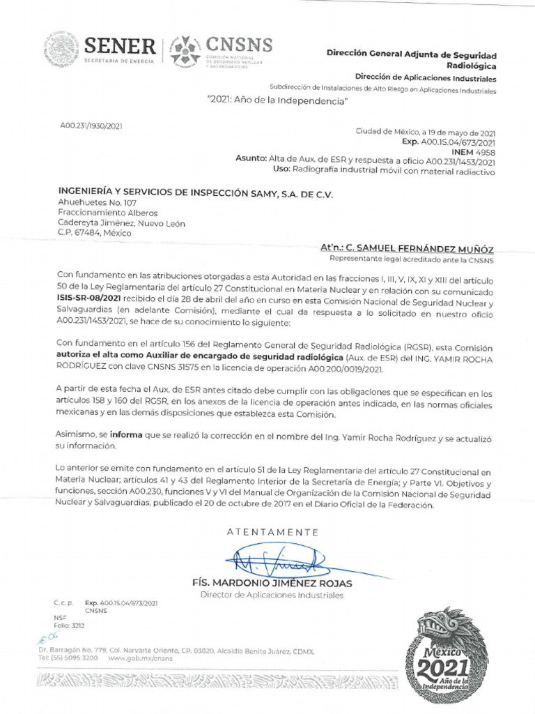 Notificación Alta POE Yamir Rocha | PDF