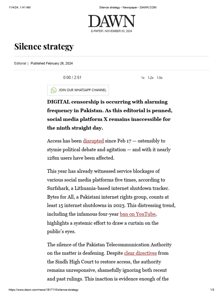 Silence Strategy - Newspaper | PDF | Public Sphere | Government