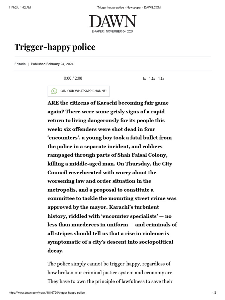 Trigger-Happy Police - Newspaper | PDF | Police | Crimes
