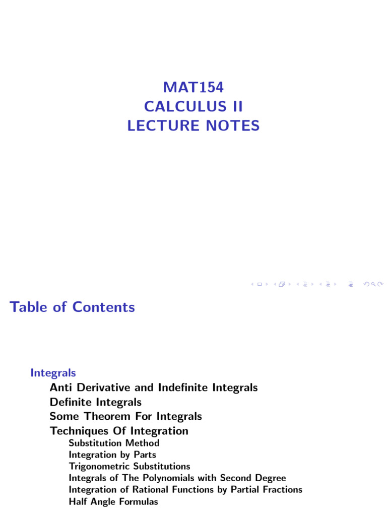 Calculus II Lecture Notes | PDF | Integral | Mathematical Relations