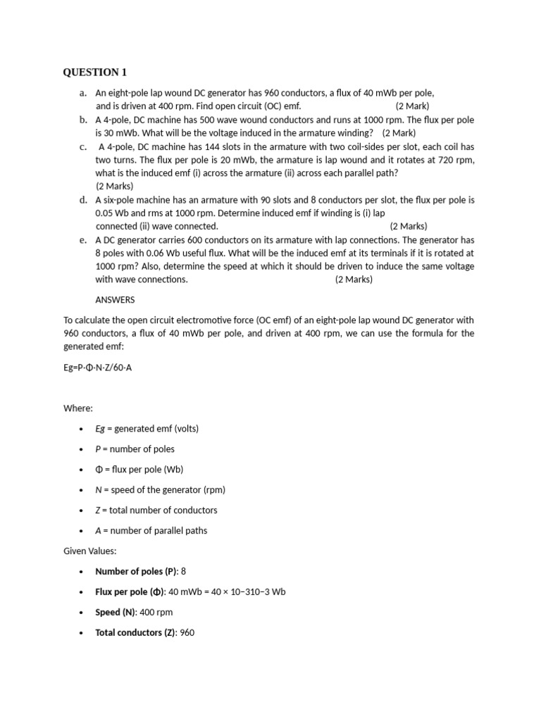 Machines assignment | PDF | Electric Motor | Electromagnetic Induction