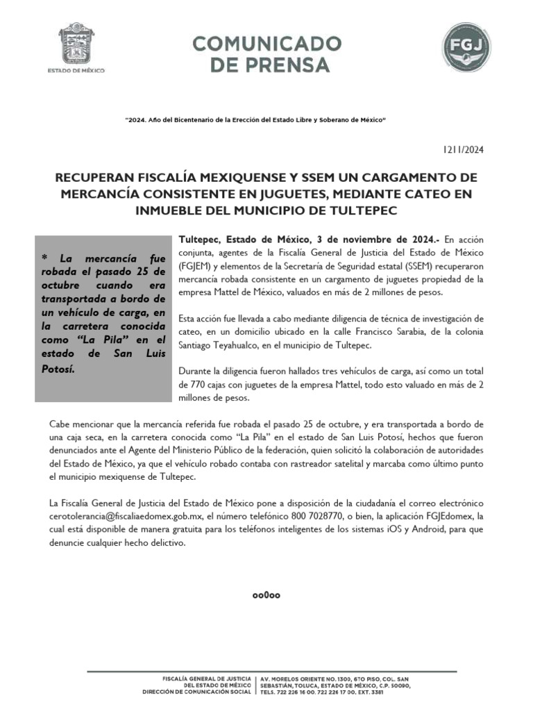 Comunicado 1211 2024 | PDF | México