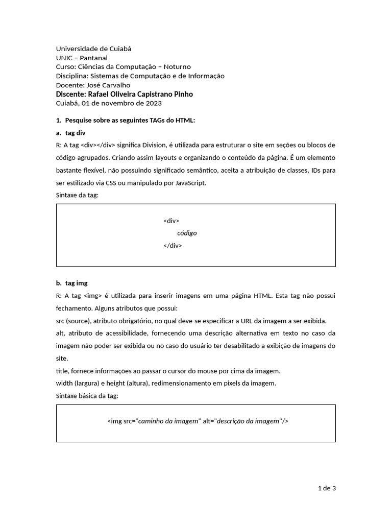 HTML e Css | PDF | Html | Informática HTML e Css | PDF | Html | Informática