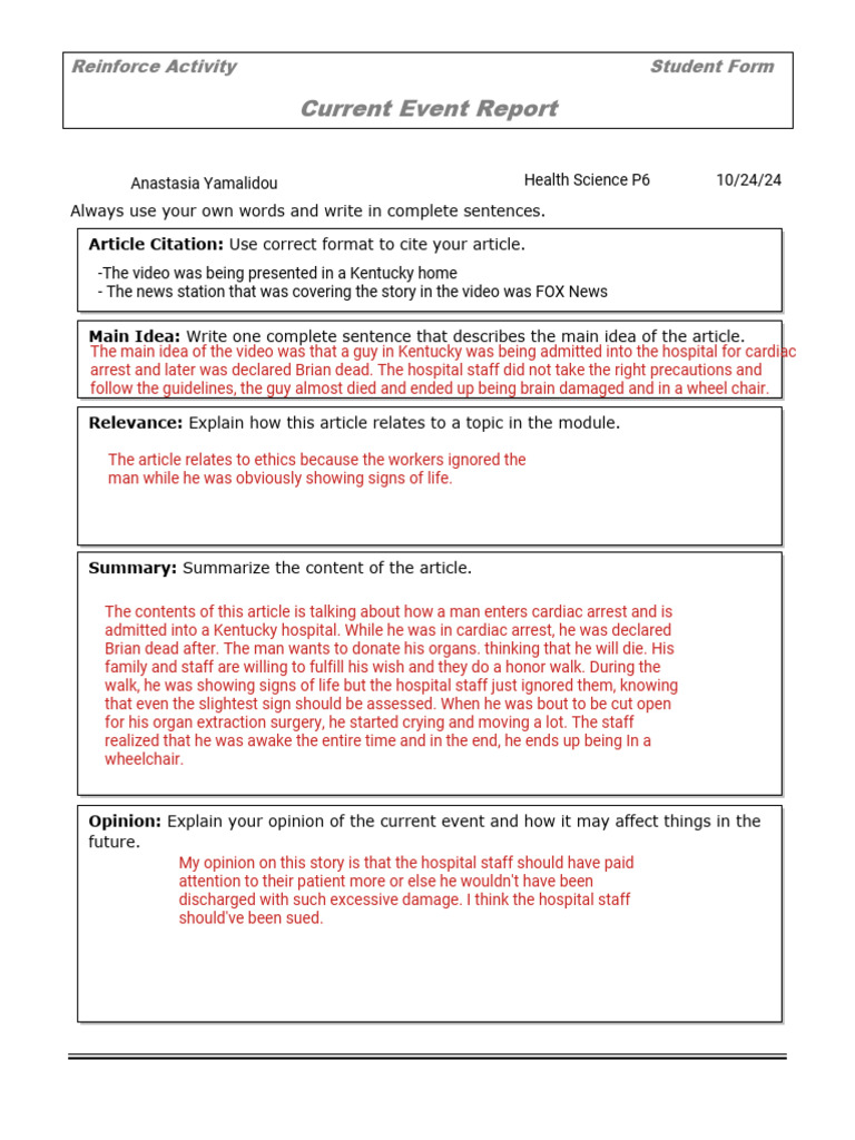 Legal & Ethical Current Event Form | PDF