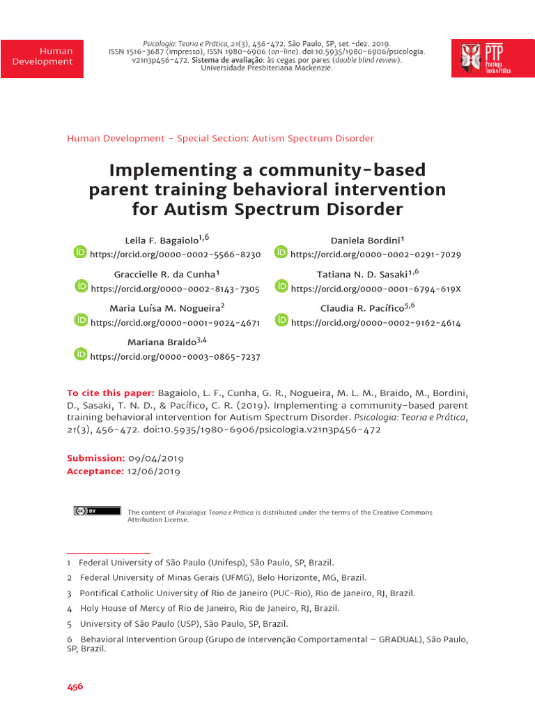 Implementing a community-based parent training behavioral intervention for Autism Spectrum ...