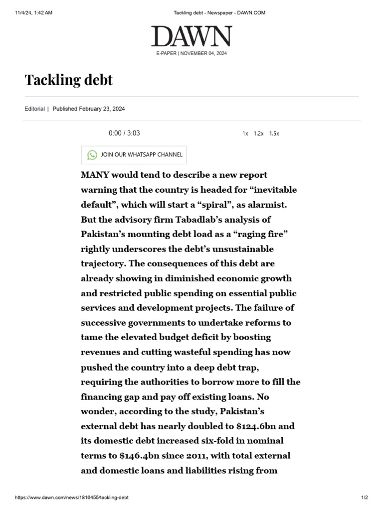 Tackling Debt - Newspaper | PDF | Government Budget Balance | Debt