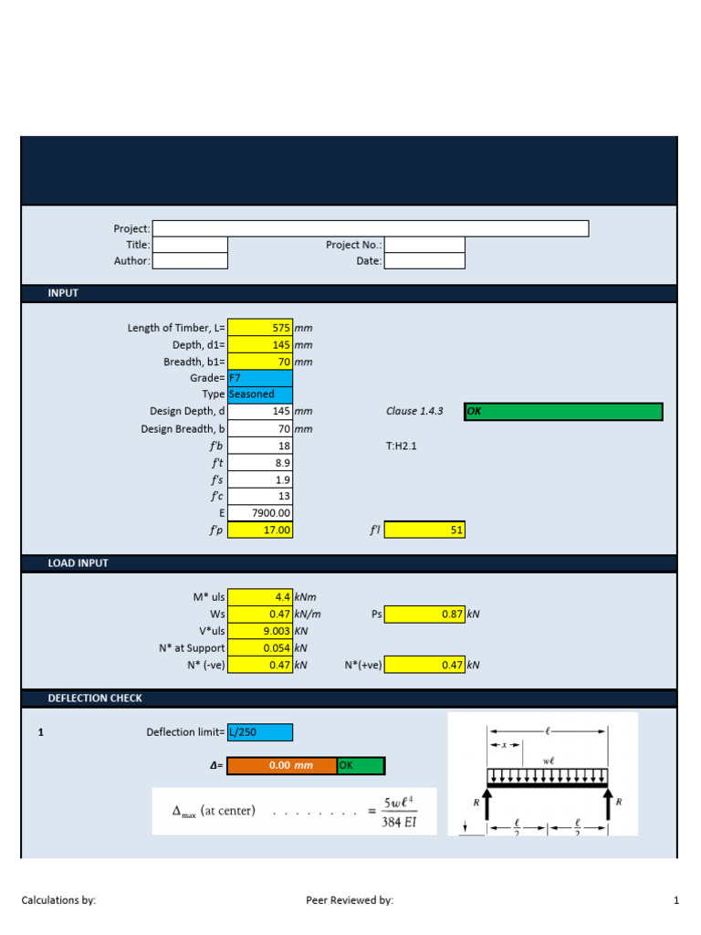 Timber Design Spreadsheet | PDF | Structural Engineering | Mechanical Engineering