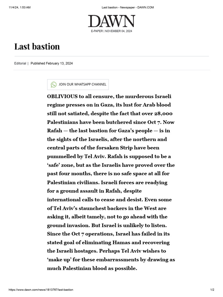 Last Bastion - Newspaper | PDF | Gaza Strip | Israel